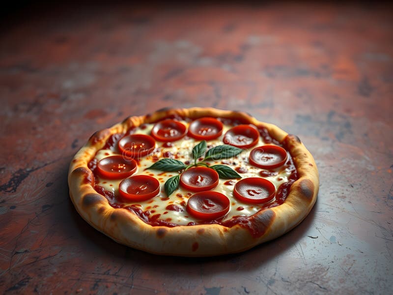 Pizza Pepperoni and Cheese on the Dish and Clean Table, Generative AI ...