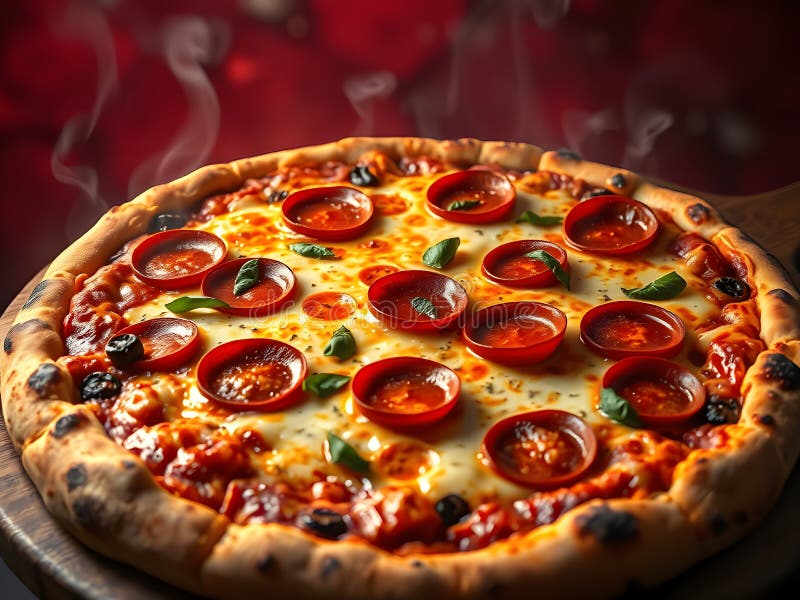 Pizza Pepperoni and Cheese on the Dish and Clean Table, Generative AI ...