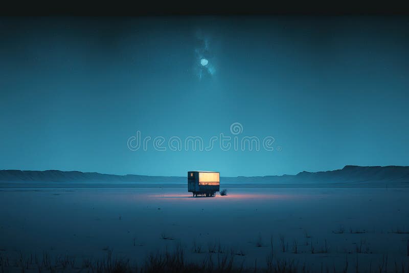 Plains Hype Minimalism at Cold and Calm Night Stock Illustration ...