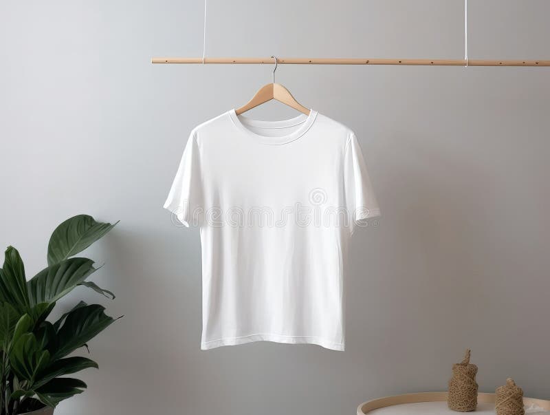 Image of Plain White T-shirt Hanging in Clothing Rack Generative AI ...