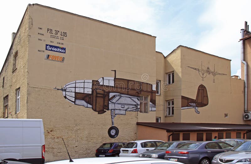 Image of plane on the wall editorial stock image. Image of mural ...