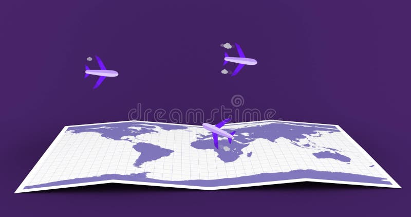 Image of Planes Moving Over World Map Stock Image - Image of technology ...
