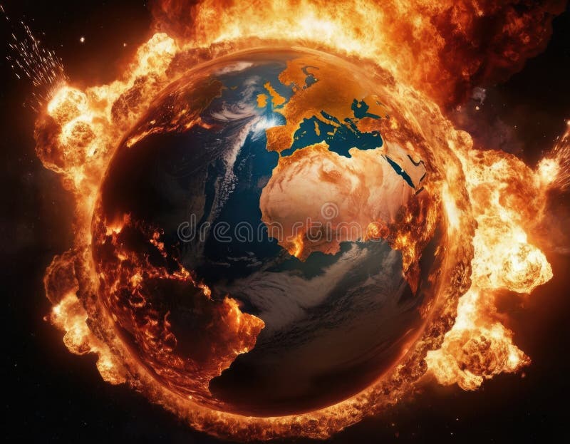 Image of Planet Earth Exploding in Flames. Stock Illustration ...