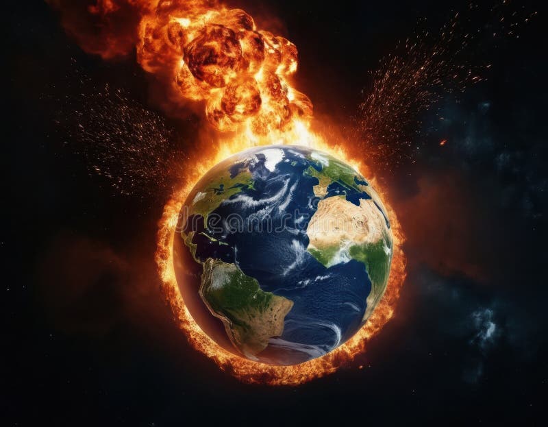 Image of Planet Earth Exploding in Flames. Stock Illustration ...