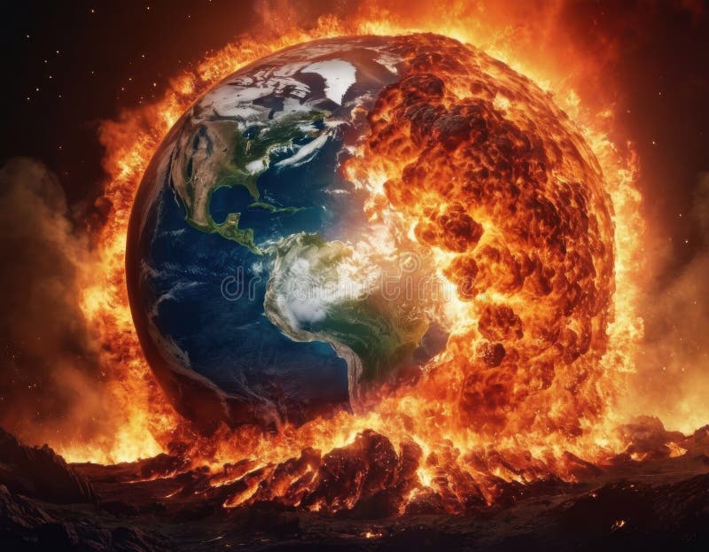Image of Planet Earth Exploding in Flames. Stock Illustration ...