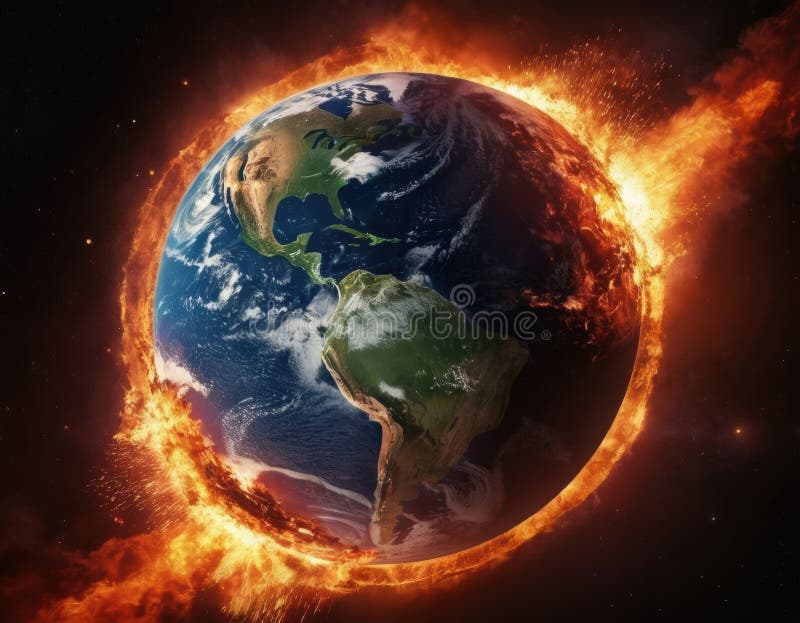 Image of Planet Earth Exploding in Flames. Stock Illustration ...