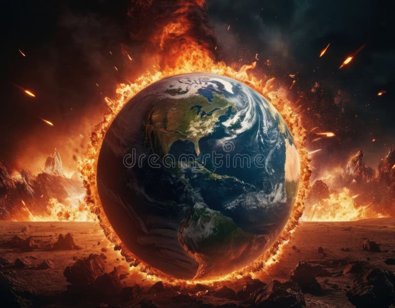 Image of Planet Earth Exploding in Flames. Stock Illustration ...