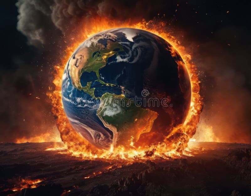 Image of Planet Earth Exploding in Flames. Stock Illustration ...