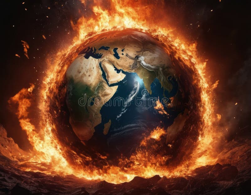 Image of Planet Earth Exploding in Flames. Stock Illustration ...