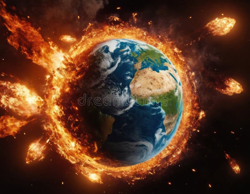 Image of Planet Earth Exploding in Flames. Stock Illustration ...