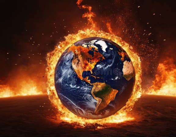 Image of Planet Earth Exploding in Flames. Stock Illustration ...