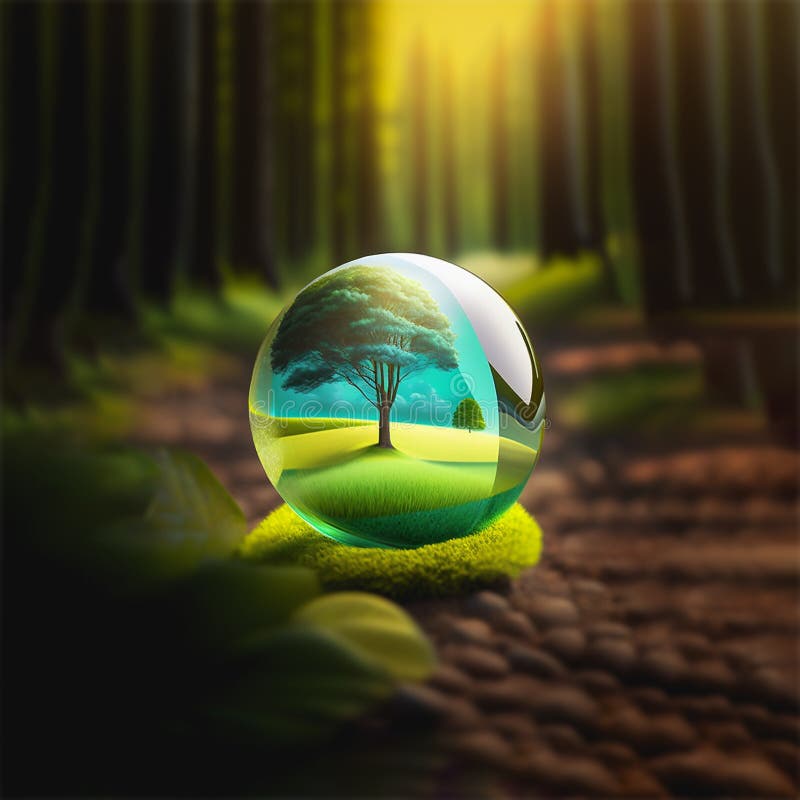An Image of the Planet Earth among a Green Forest with Sunlight. the ...