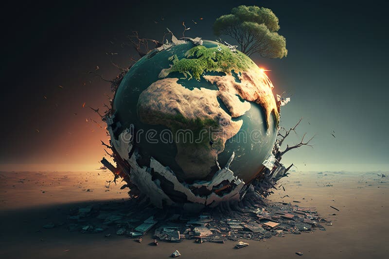 Image of Planet Earth with Half Destroyed and Half Alive. Generative AI ...