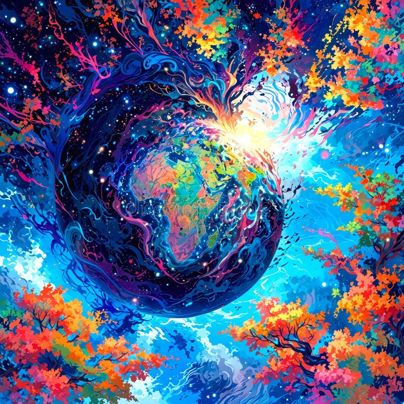 Image of Planet Earth in Psychedelic Version - Climate Change Concept ...