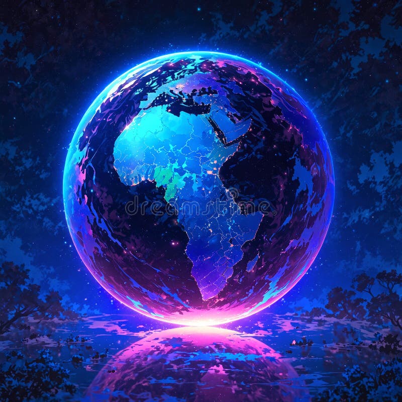 Image of Planet Earth in Psychedelic Version - Climate Change Concept ...