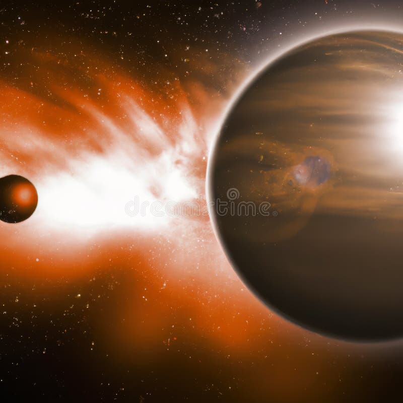 Image of a Planet and Its Moon Stock Photo - Image of moon, stars ...