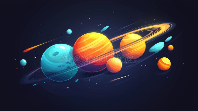 Image of Planets of the Solar System in Modern Illustration Style Stock ...