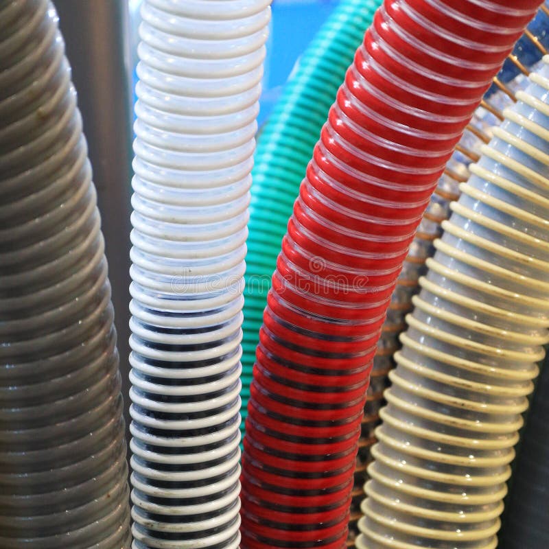 Flexible plastic pipes. stock photo. Image of design - 226442078
