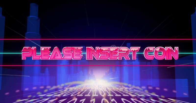 Image of Please Insert Coin Text Glitching Against a Green Screen Stock ...