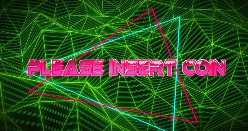 Image of Please Insert Coin Text Over Triangle Over Connected Lines ...