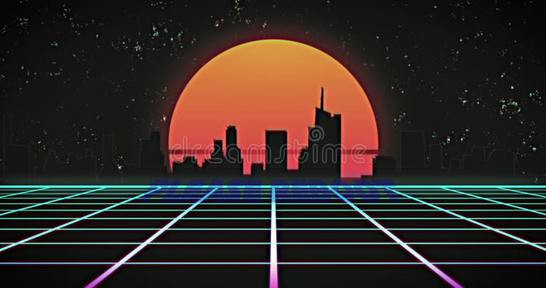 Image of Please Reboot Text Over a Grid and Digital Sunset Stock Image ...