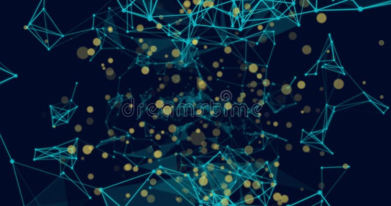 Image of Plexus Networks and Yellow Spots of Light Against Blue ...