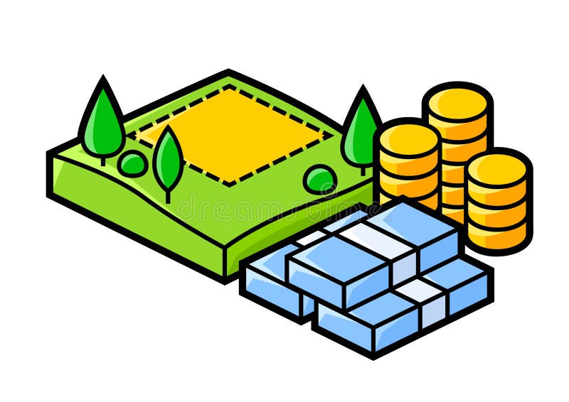 Image of Plot Land and Money. Real Estate Illustration in Isometry ...
