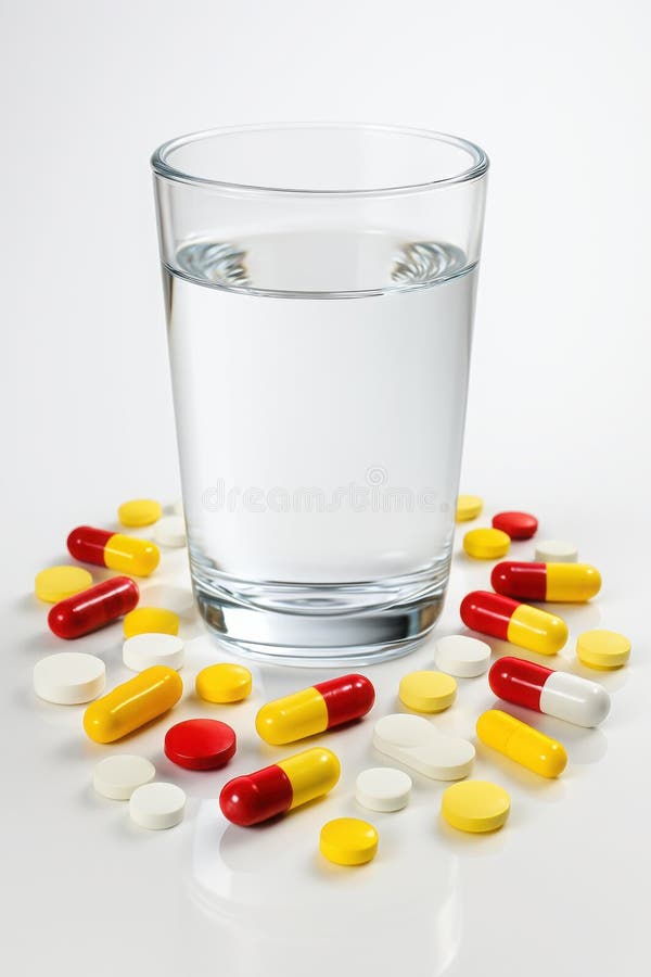 Hydration with Medication stock illustration. Illustration of bottle ...