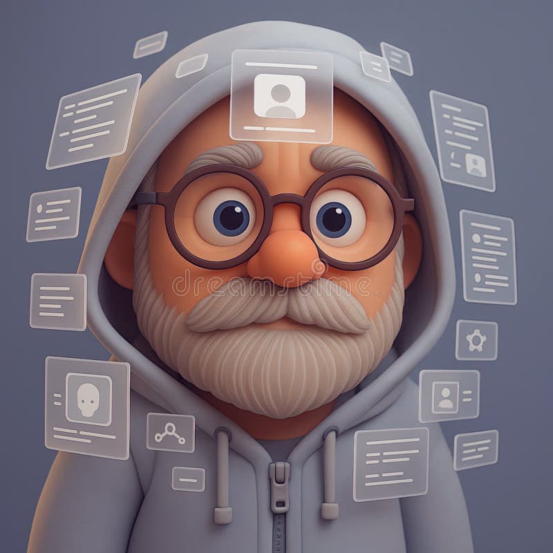 An Elderly Man is Trying To Figure Out the Applications Stock Illustration - Illustration of ...