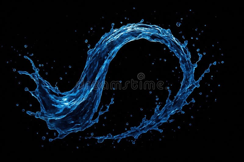 Dynamic Splash of Water Forming Arc Shape. Black Background Stock ...