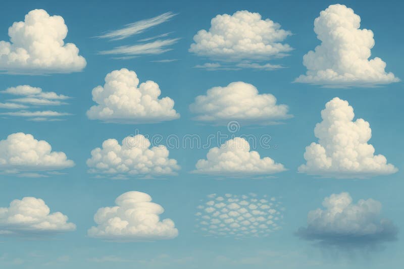 Various Cloud Types. Visual Guide of Atmospheric Formations and ...