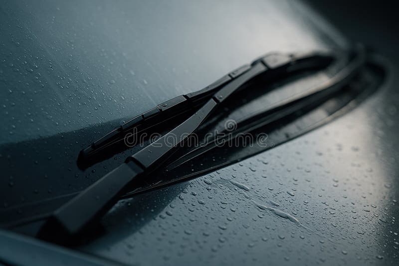 Car Windshield Wipers on Wet Glass. Automotive Safety during Rainy ...