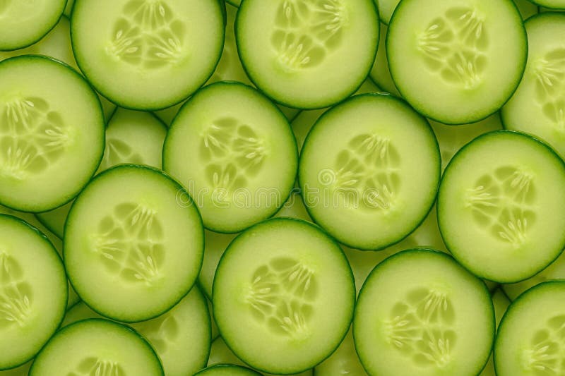 Fresh Cucumber Slices Arranged in Overlapping Layers, a Crisp and ...