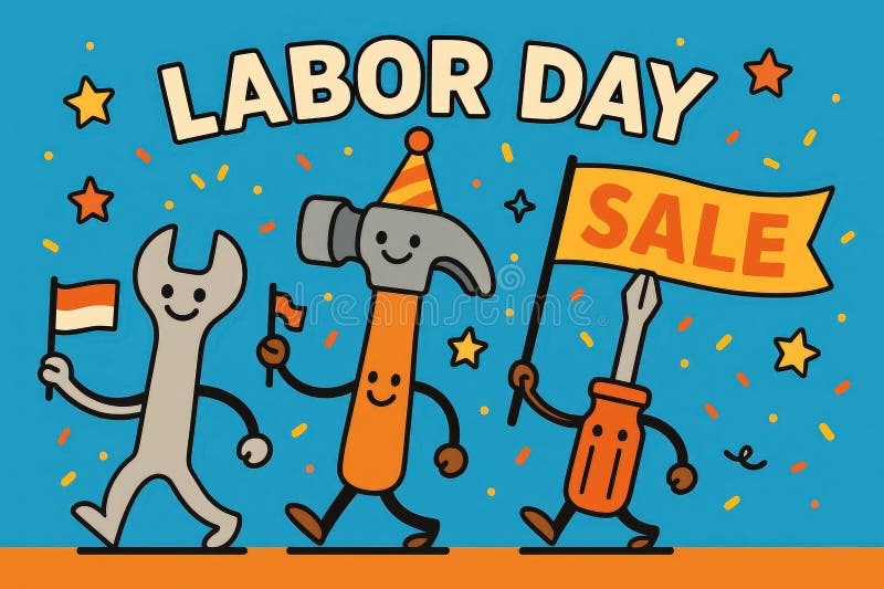 Cartoon Tools Parade Labor Day Vector Illustration Stock Illustration ...