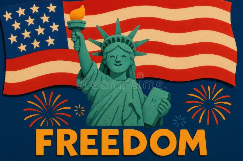 Statue of Liberty and Freedom Vector Art Stock Vector - Illustration of ...