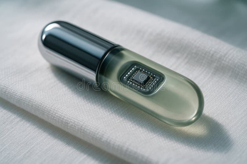 AI-Integrated Bio Implant Device on Medical Cloth Stock Illustration ...