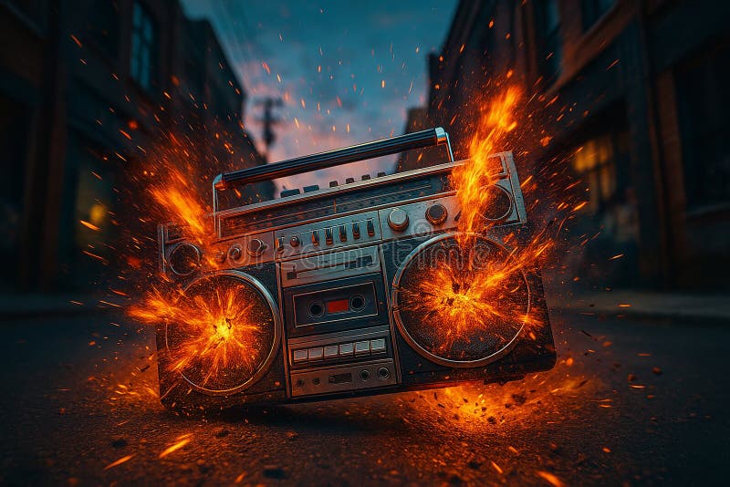A Boombox with Exploding Speakers Stock Illustration - Illustration of ...