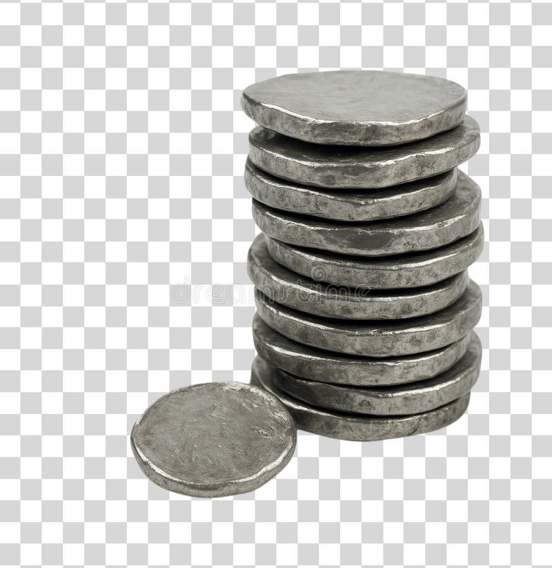 Stack of Ancient Silver Coins, Isolated on Transparent Background, PNG ...