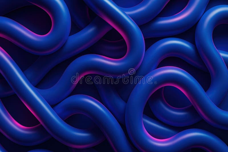 Intertwined Blue Tubes. 3d Looping Structure with Glossy Light and ...