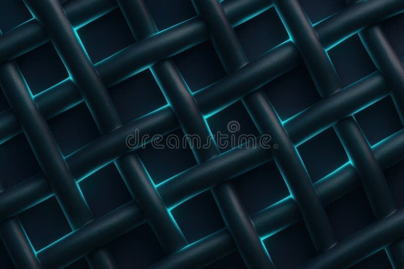 Woven Tubular Pattern. Glowing Blue Light Lines and Seamless 3D Grid ...
