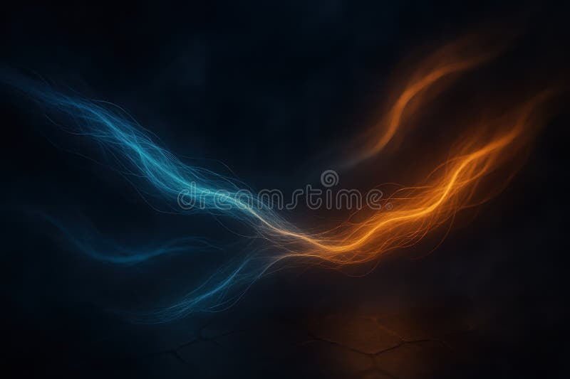 Flowing Neon Energy Trails. Digital Electricity Movement and Futuristic ...