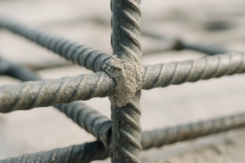 Close-Up of Reinforced Steel Rebar Grid in Concrete Stock Illustration ...