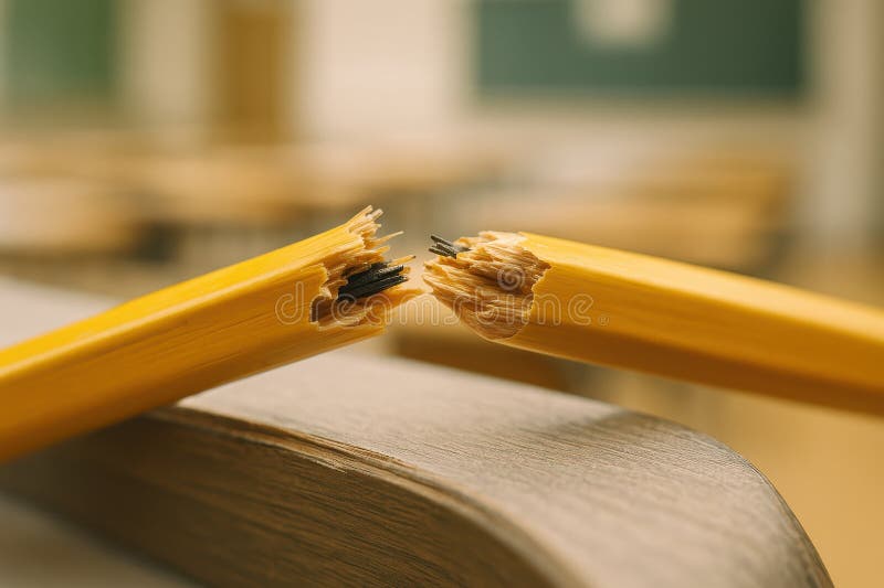 Broken Yellow Pencil. Education Stress Concept Stock Illustration ...