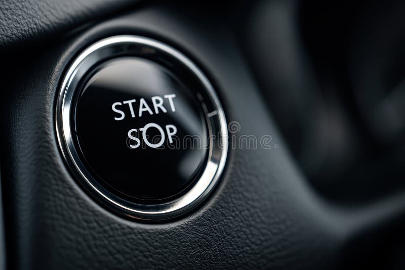 Car Engine Start Stop Button Close-Up Stock Illustration - Illustration ...