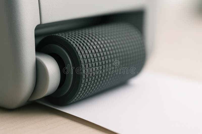 Printer Paper Feed Roller Close-Up. Black Rubber Macro Photo Stock ...