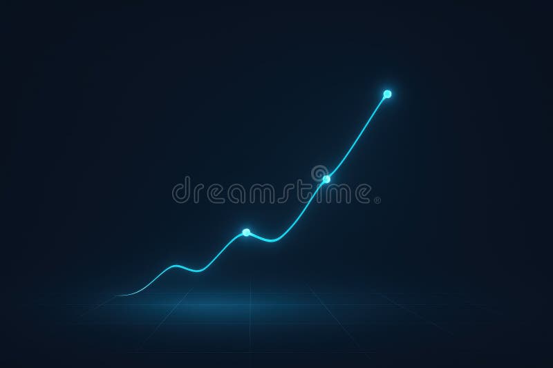 3D Line Graph. Neon Blue Data Points. Digital Growth Analytics Stock ...