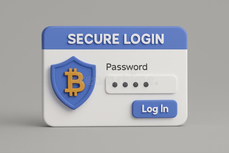 Secure Bitcoin Login Interface Stock Illustration - Illustration of ...