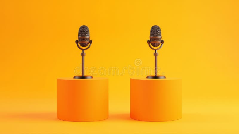 An Image of a Podium Lectern Equipped with Microphones and Designed for ...