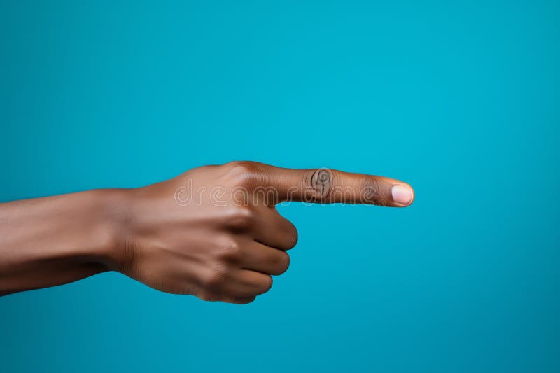 Pointing Finger Hand Gesture on Blue Background Stock Illustration ...