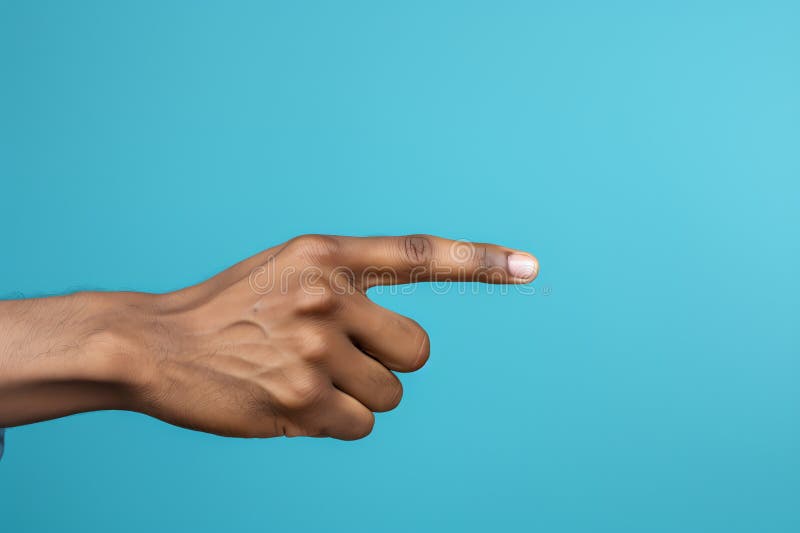 Pointing Finger Hand Gesture on Blue Background Stock Illustration ...